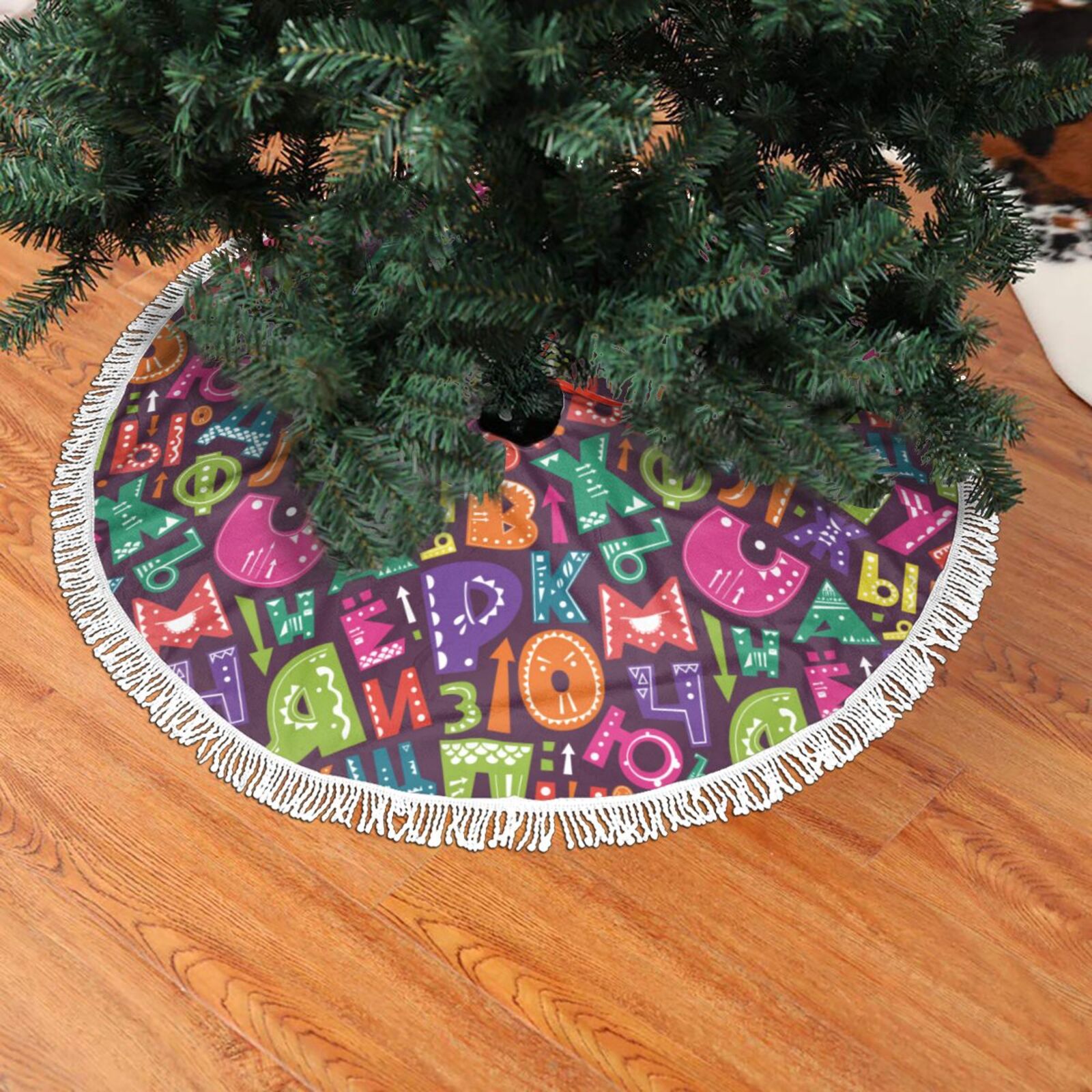 Christmas Tree Skirt, funny letters Christmas Tree Decorations Indoor ...