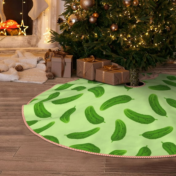 Christmas Tree Skirt - green Cucumber Pattern Halloween Tree Skirt ...