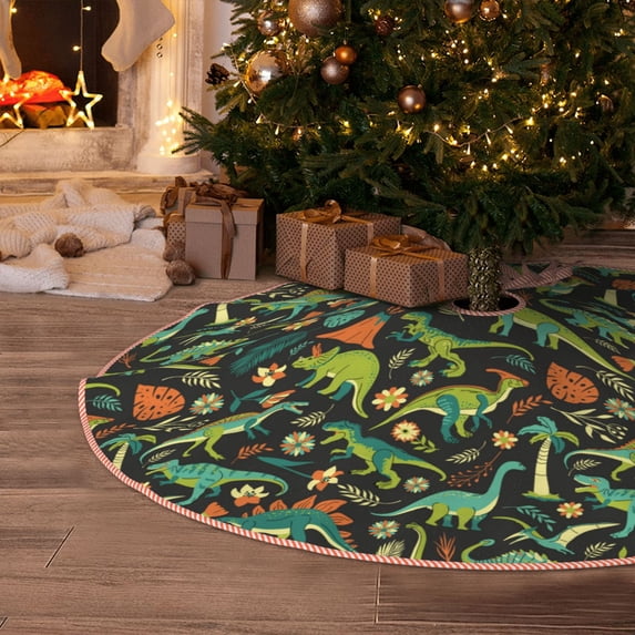 Christmas Tree Skirt - green Dinosaur flower Halloween Tree Skirt ...