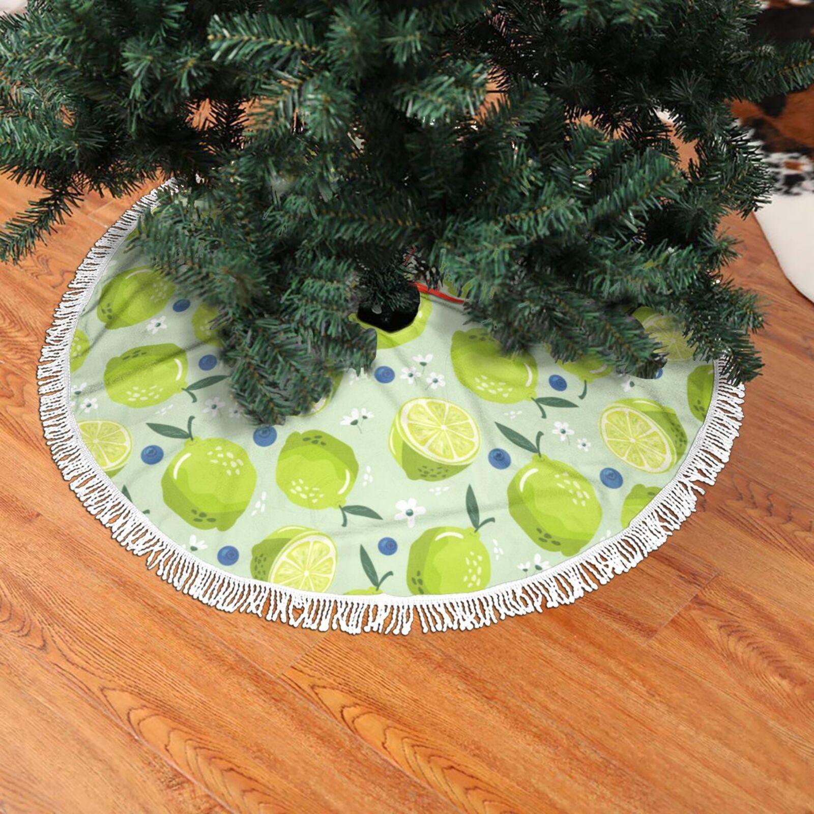 Christmas Tree Skirt, green Lemon blueberry Christmas Tree Decorations ...