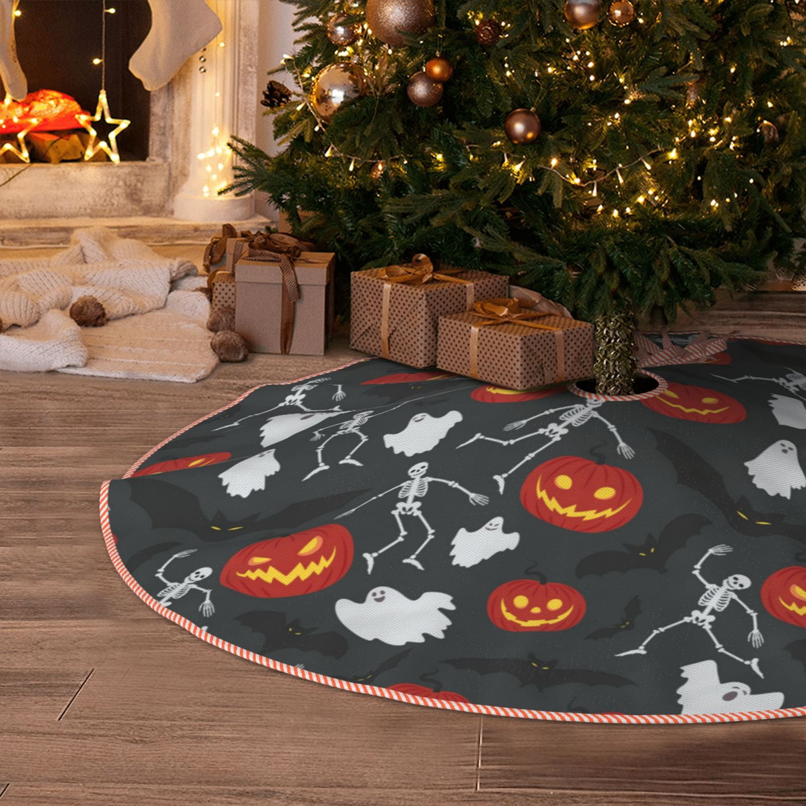 Christmas Tree Skirt halloween bat pumpkins Tree Skirt for Merry ...