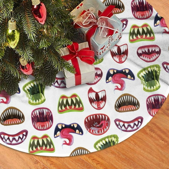 Christmas Tree Skirt, halloween mouth Soft Plush Christmas Tree ...