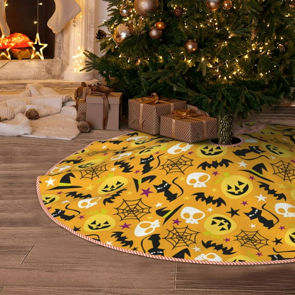 Christmas Tree Skirt - halloween pumpkins bat cat Halloween Tree Skirt ...