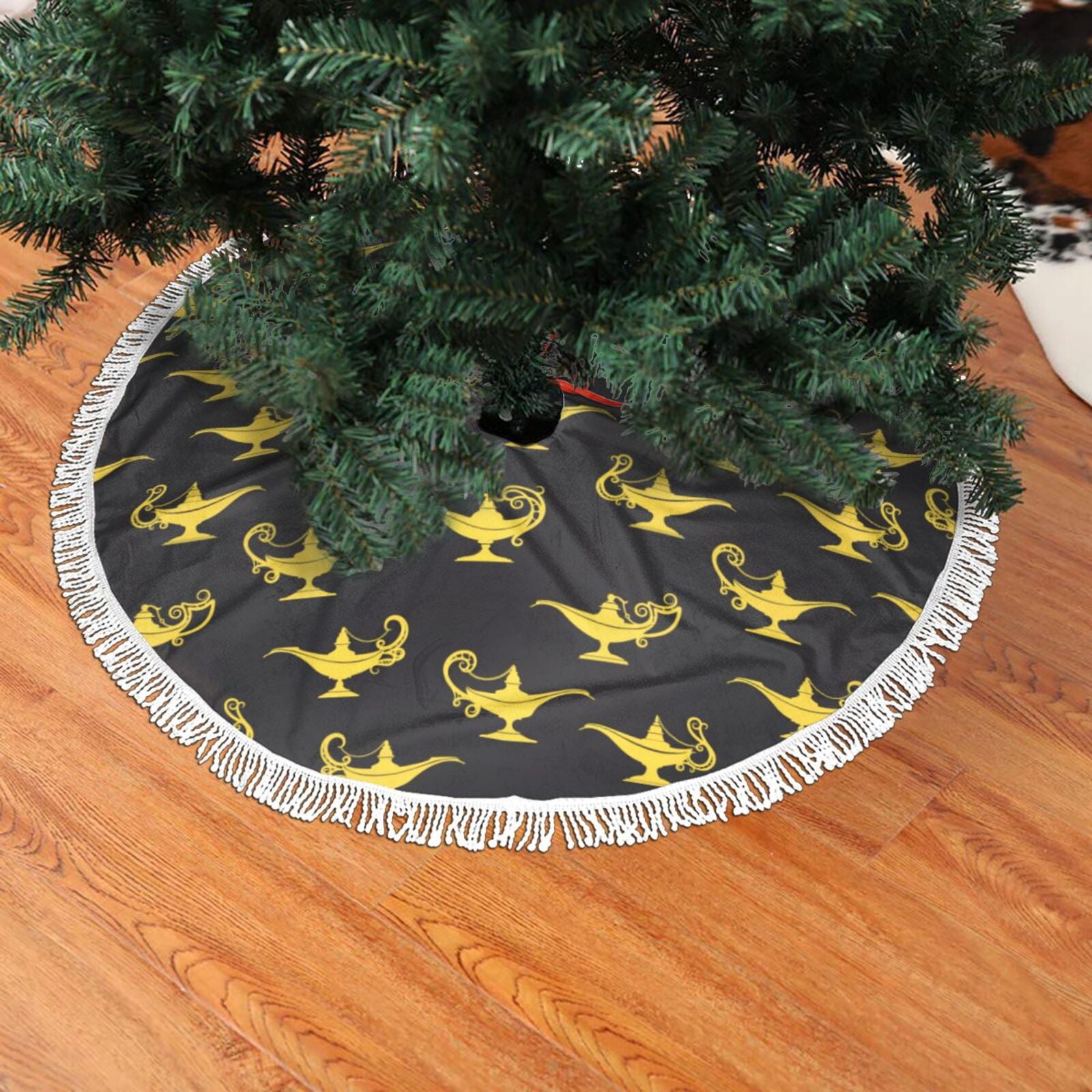 Christmas Tree Skirt, lamp Pattern yellow Christmas Tree Decorations ...