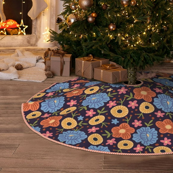 Christmas Tree Skirt - leaves flower B Halloween Tree Skirt Winter Fall ...
