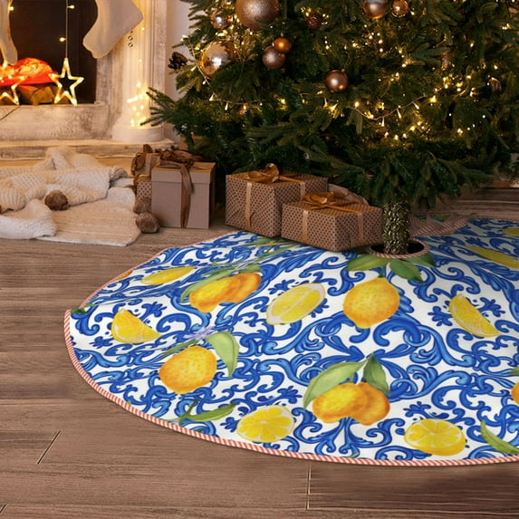 Christmas Tree Skirt - lemons Sicilian traditional print Halloween Tree ...