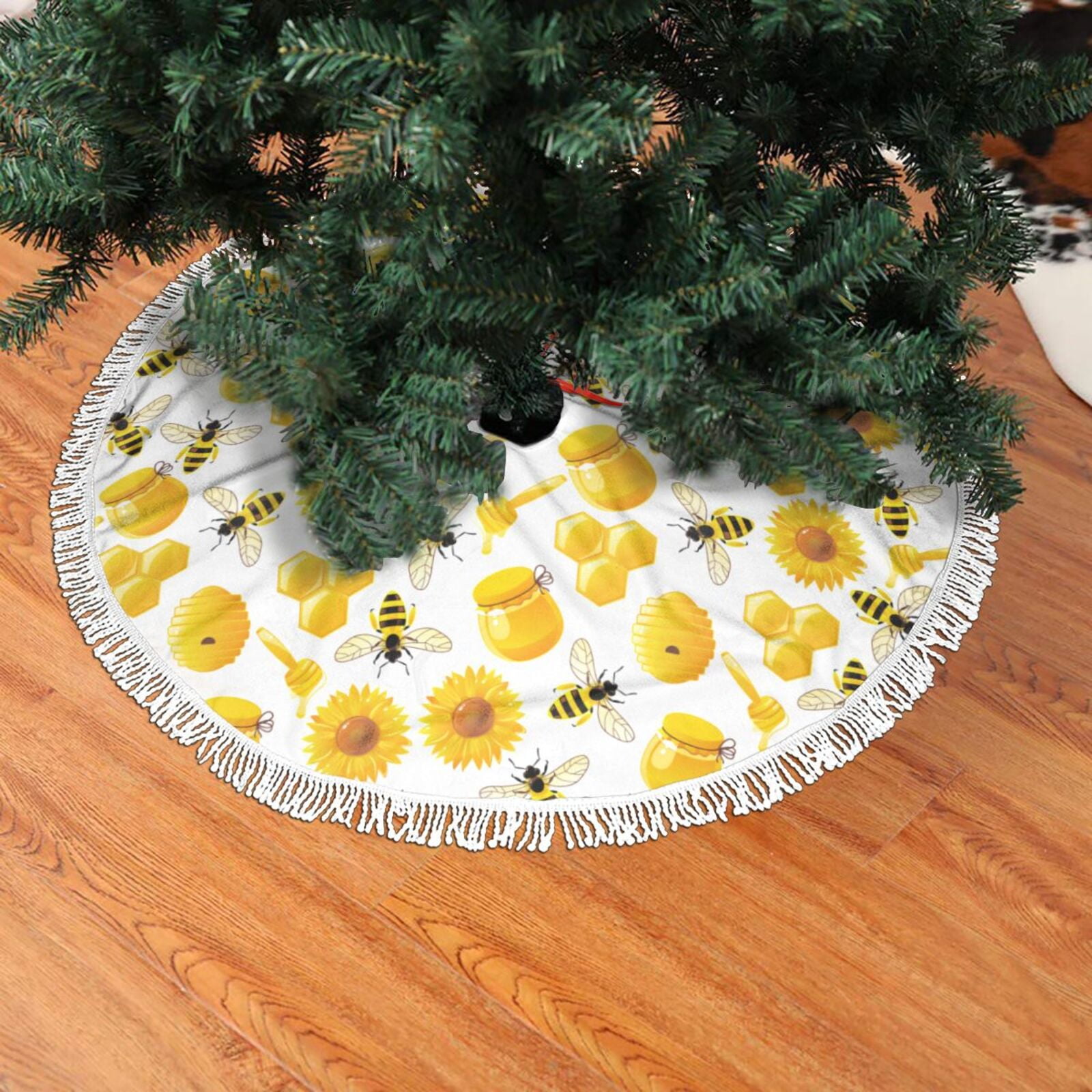 Christmas Tree Skirt, lively cartoon bees honey Christmas Tree ...