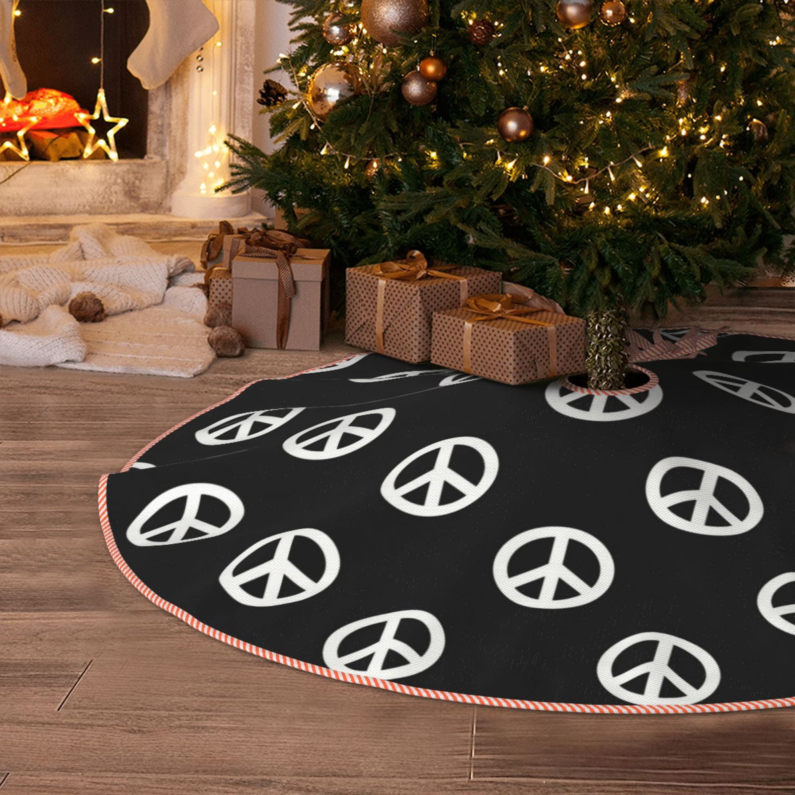 Christmas Tree Skirt - peace sign boho style black Halloween Tree Skirt ...