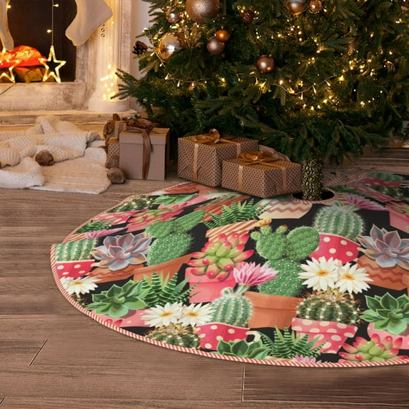 Christmas Tree Skirt - potted plant Cactus Halloween Tree Skirt Winter ...
