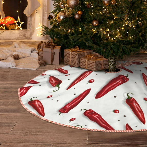 Christmas Tree Skirt - red Pepper Print Halloween Tree Skirt Winter ...