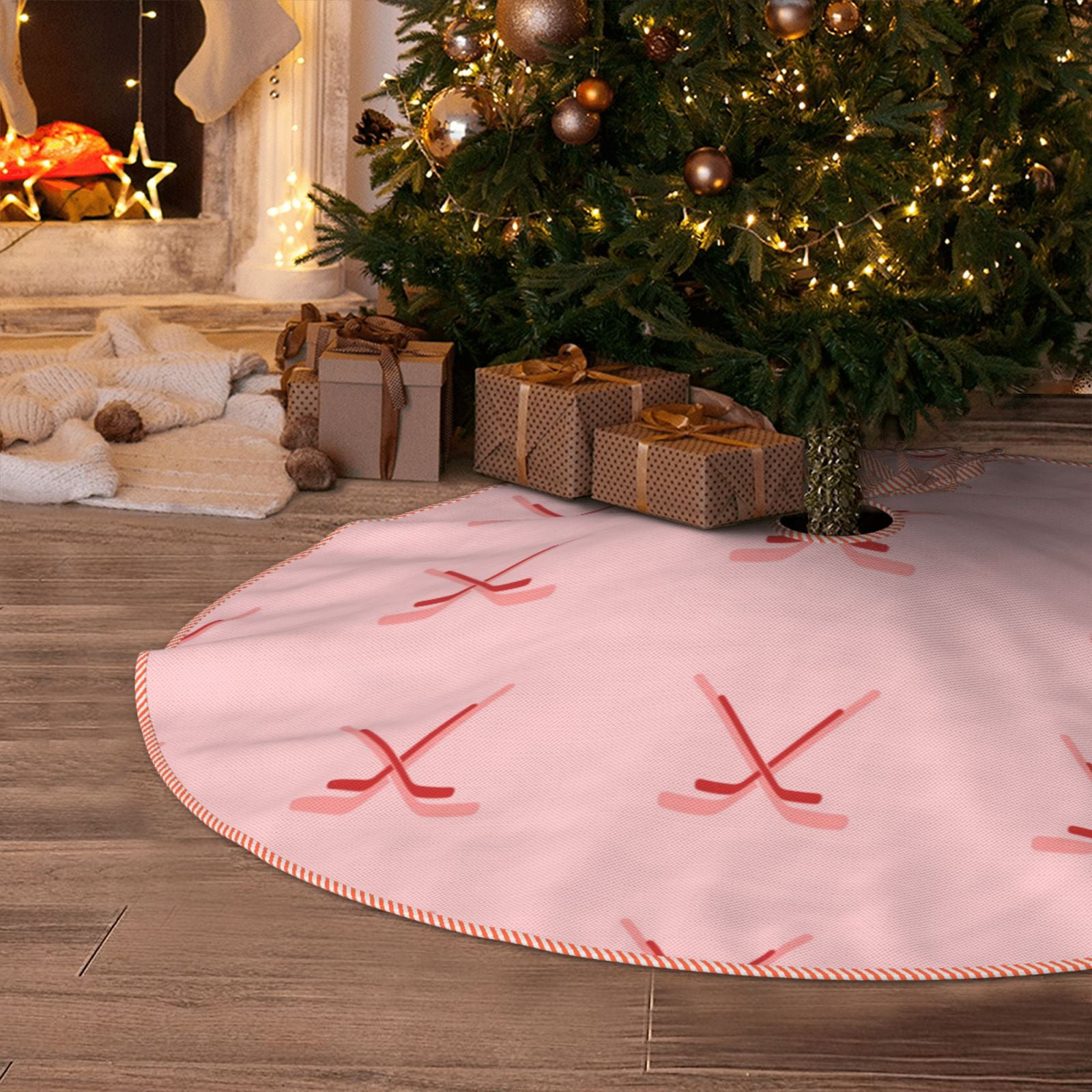 Christmas Tree Skirt - red hockey sticks pink Halloween Tree Skirt ...