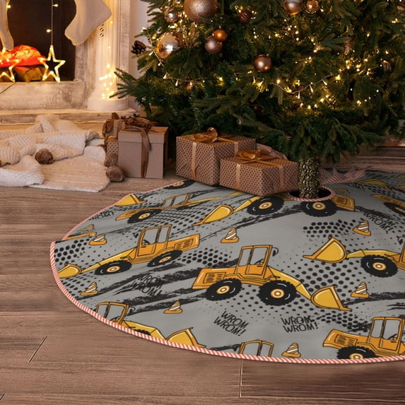 Christmas Tree Skirt - retro excavator a Halloween Tree Skirt Winter ...
