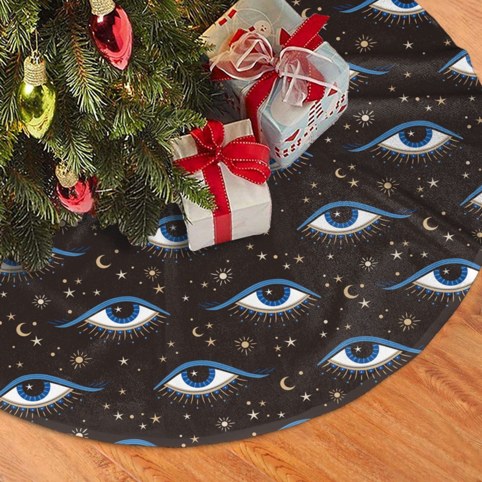 Christmas Tree Skirt, starry sky evil eye Soft Plush Christmas Tree ...