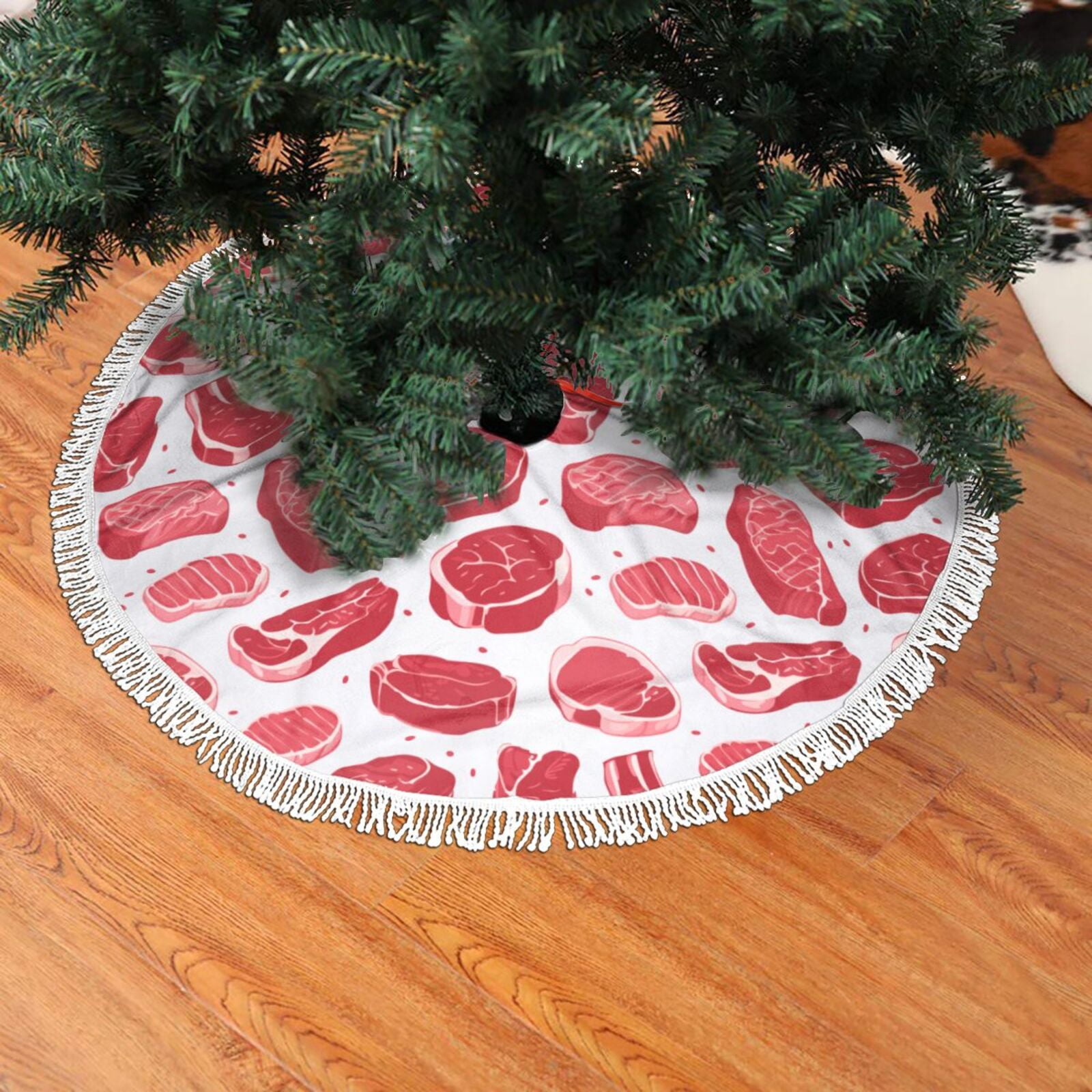 Christmas Tree Skirt, steak pattern Christmas Tree Decorations Indoor ...