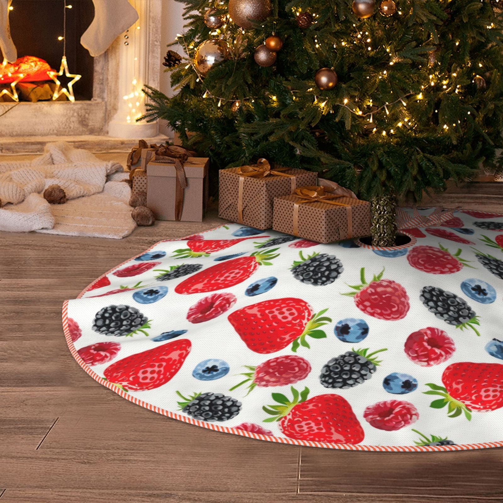 Christmas Tree Skirt - strawberry Blueberries Halloween Tree Skirt ...