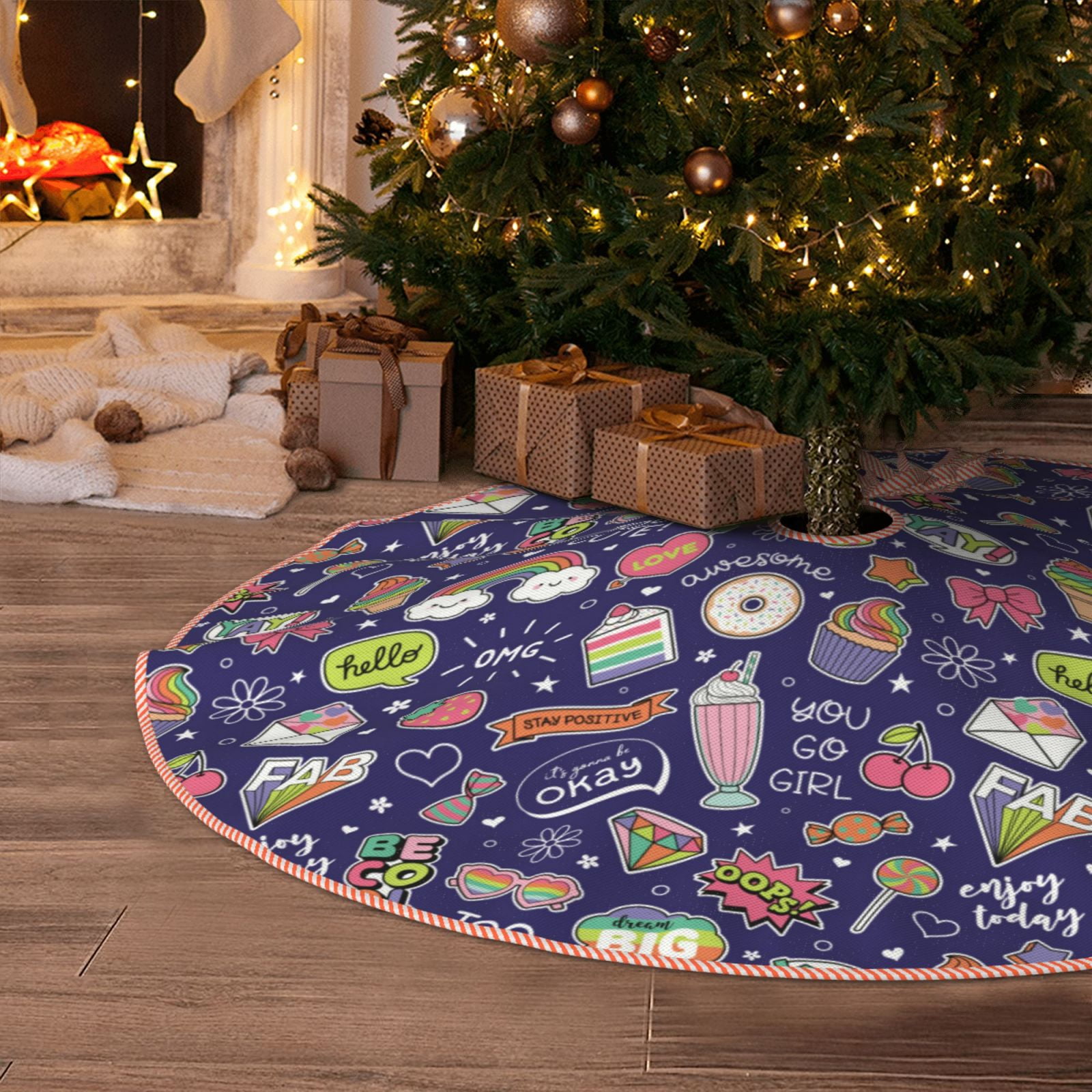 Christmas Tree Skirt - summer Cute starwberry ice cream Halloween Tree ...