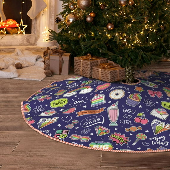 Christmas Tree Skirt - summer Cute starwberry ice cream Halloween Tree ...