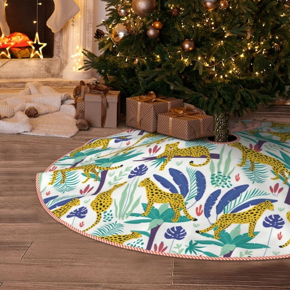 Christmas Tree Skirt - summer leopard Halloween Tree Skirt Winter Fall ...