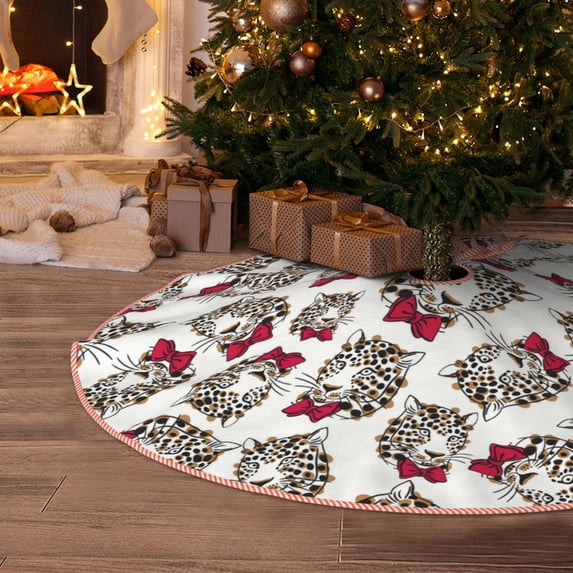 Christmas Tree Skirt - trendy leopard bow tie cute Halloween Tree Skirt ...