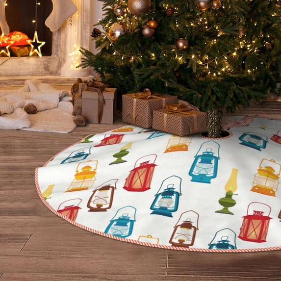 Christmas Tree Skirt - vintage Light Bulb Print Halloween Tree Skirt ...