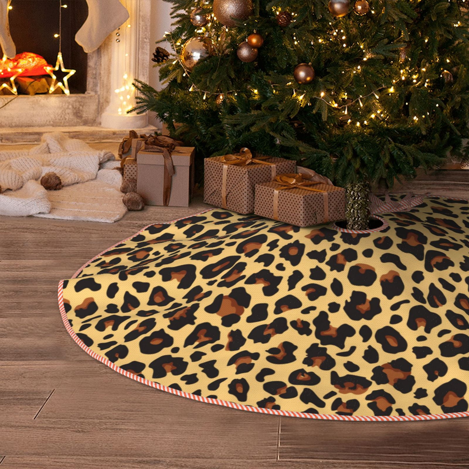 Christmas Tree Skirt - yellow black Leopard print Halloween Tree Skirt ...