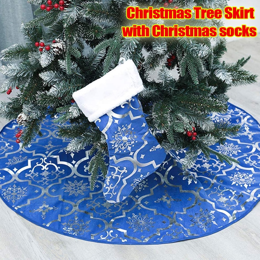 Christmas Tree Skirts Xmas Tree Mats Snowflakes Xmas Tree Skirts with ...