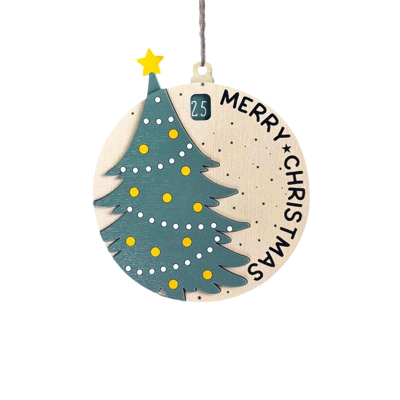 Christmas Tree Sliding Countdown Pendant, Christmas Decoration, Wooden ...
