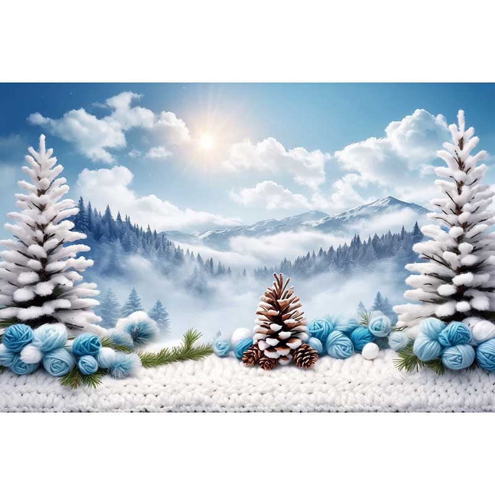 Christmas Tree Snow Forest Photography Backdrops Winter Party ration ...