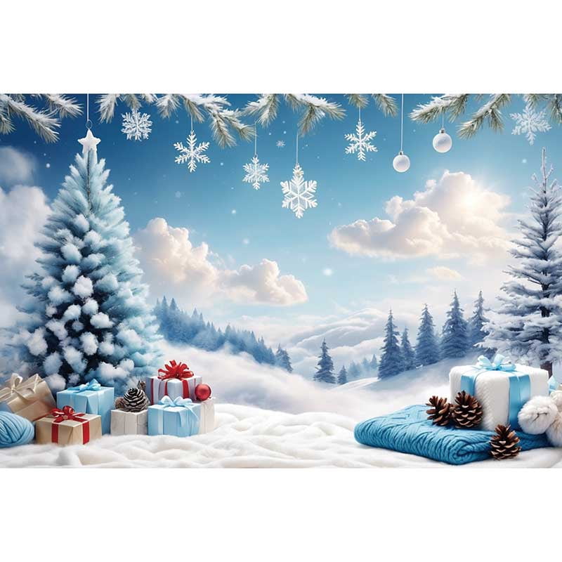 Christmas Tree Snow Forest Photography Backdrops Winter Party ration ...