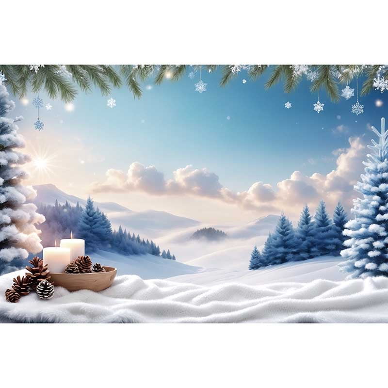 Christmas Tree Snow Forest Photography Backdrops Winter Party ration ...