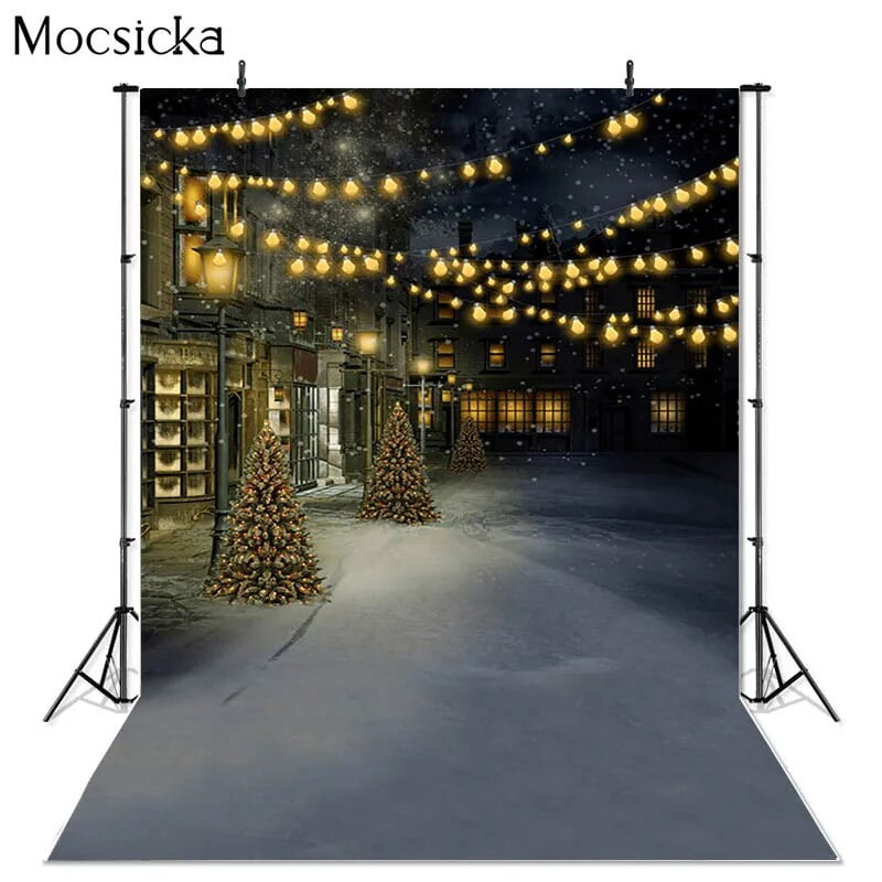 Christmas Tree Snowflake Backdrop For Photography Winter Snow Portrait ...