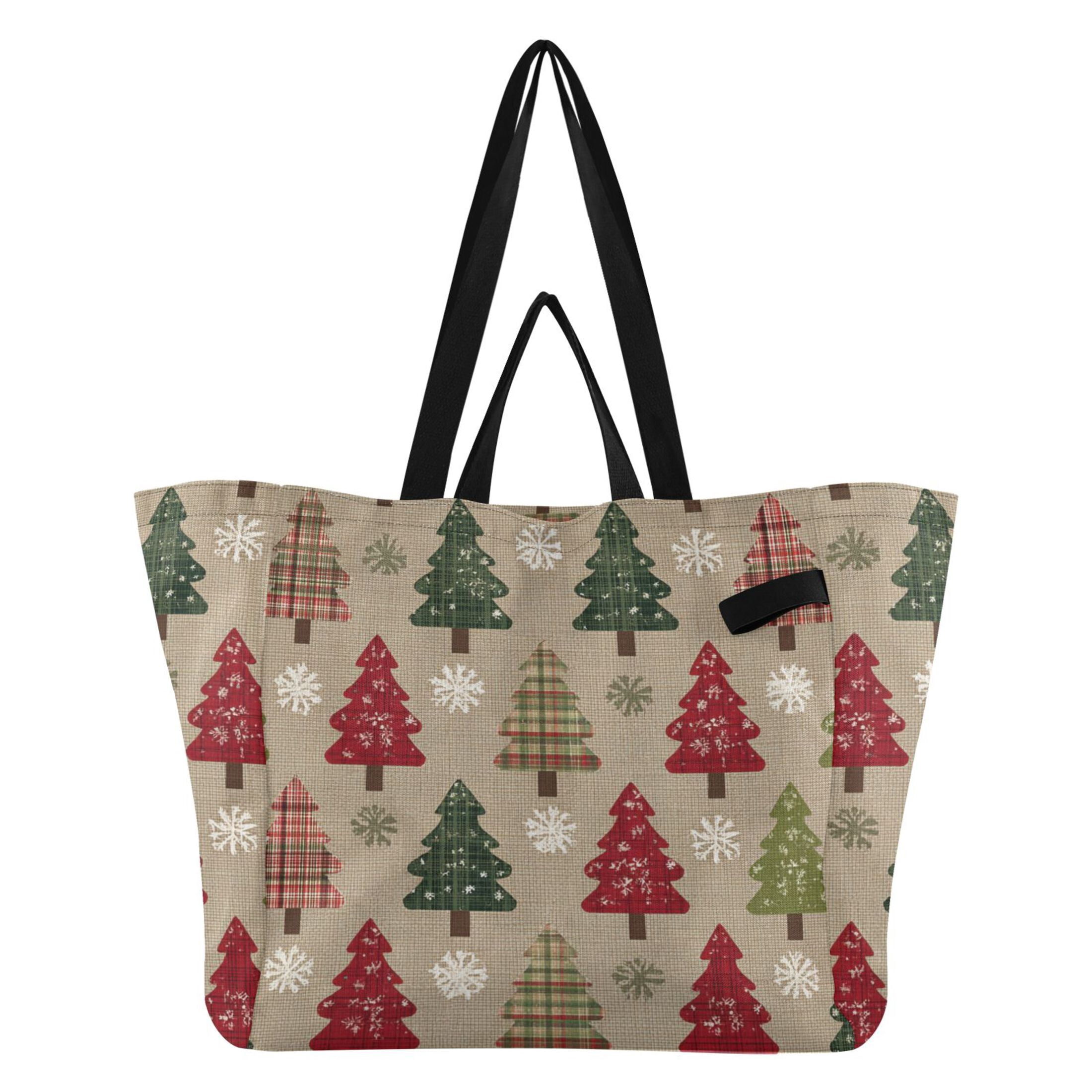 Christmas Tree Snowflake Fabric Foldable Canvas Tote Bags Reusable ...