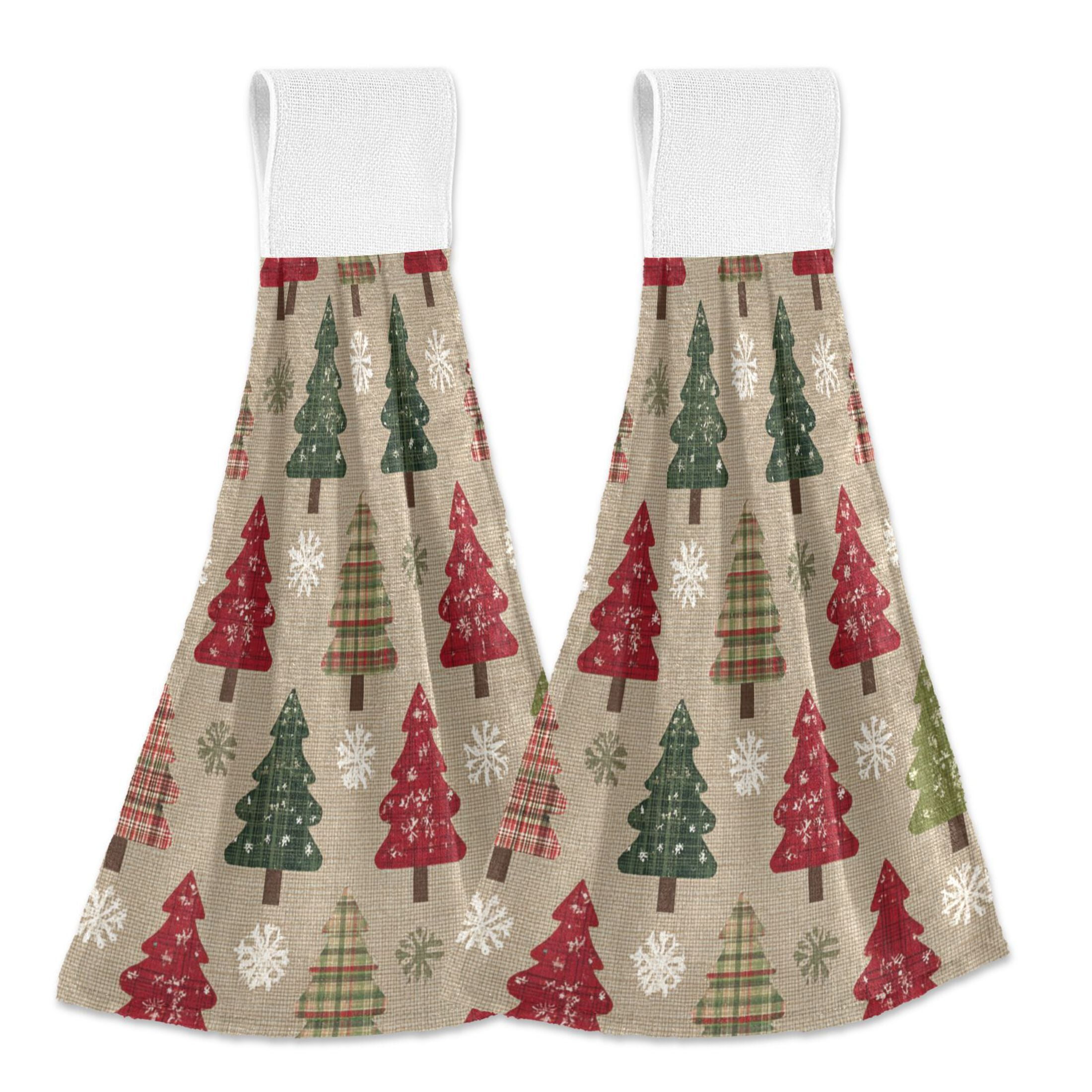 Christmas Tree Snowflake Fabric Hanging Towels with Loop Hand Towels ...