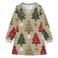 Christmas Tree Snowflake Fabric Long-sleeved Dress A-line One-Piece ...