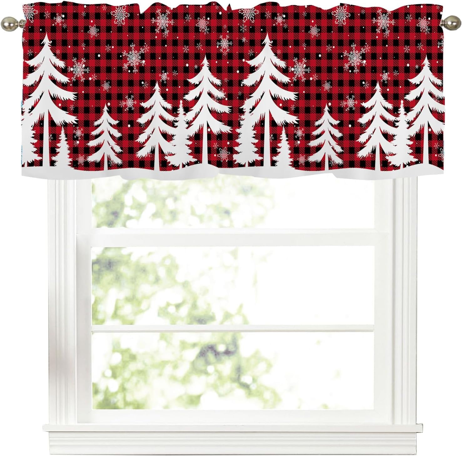 Christmas Tree Snowflake Kithen Curtains Valances for Windows Winter ...