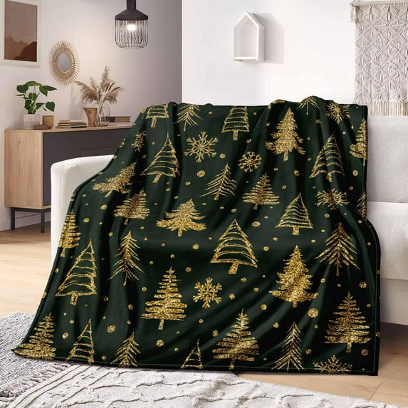 Christmas Tree & Snowflake Pattern Blanket, 1 Count Soft Air ...