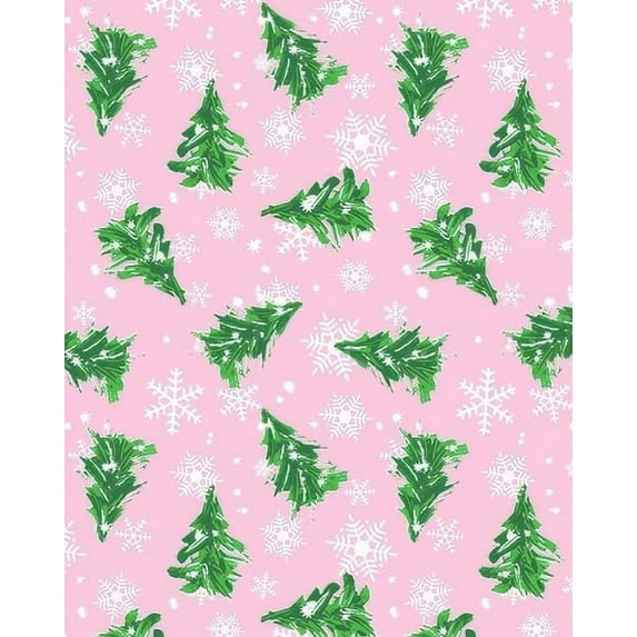 Christmas Tree & Snowflake Pink Winter Pattern Edible Image Photo Cake ...