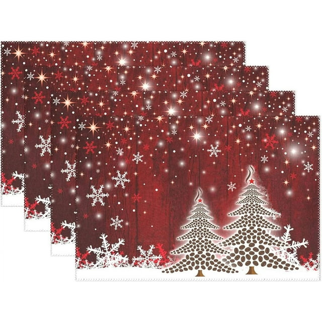 Christmas Tree with Snowflake Table Mats Placemats Set of 4 Winter ...