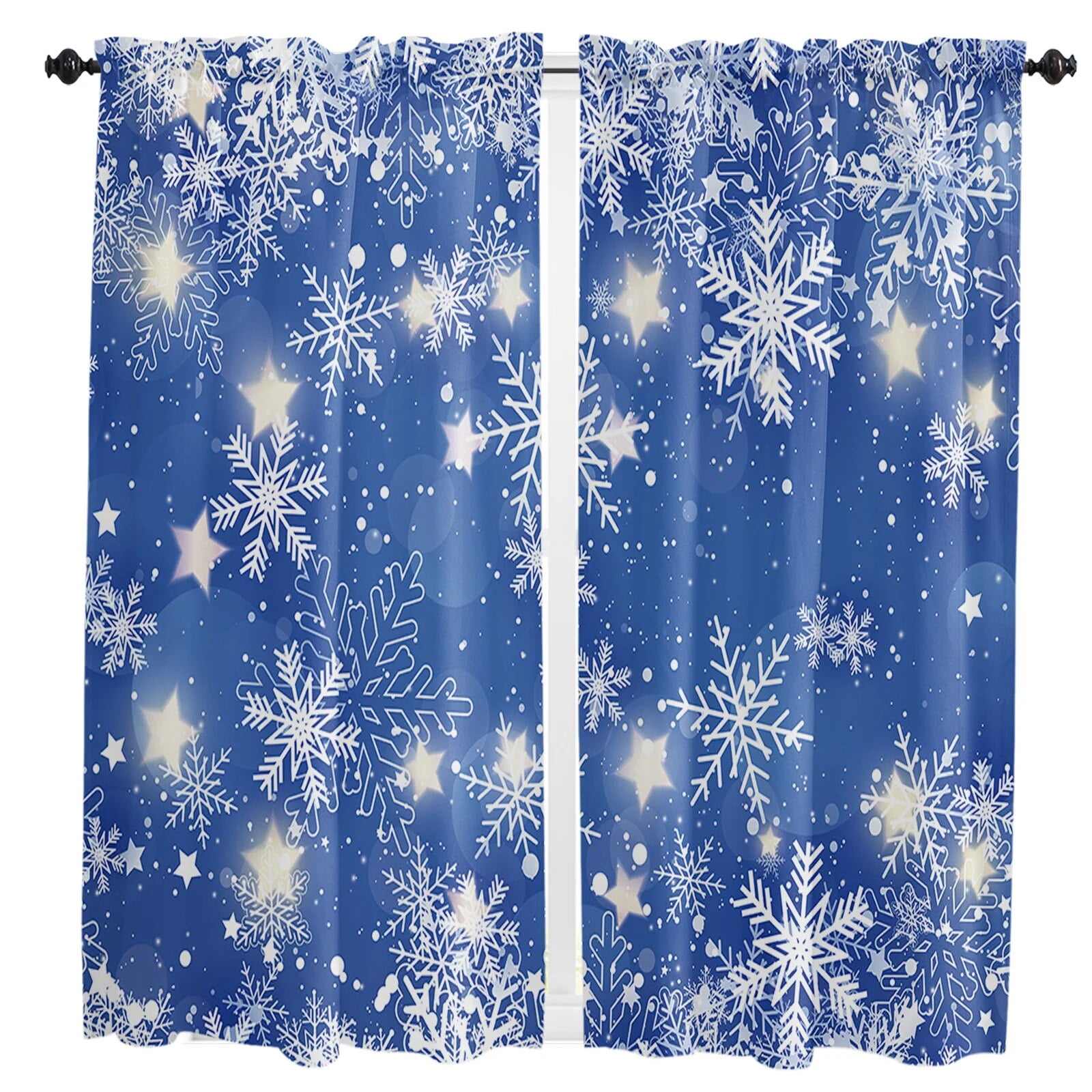 Christmas Tree Snowflakes Bow Red Dots Curtains in the Kids Bedroom ...
