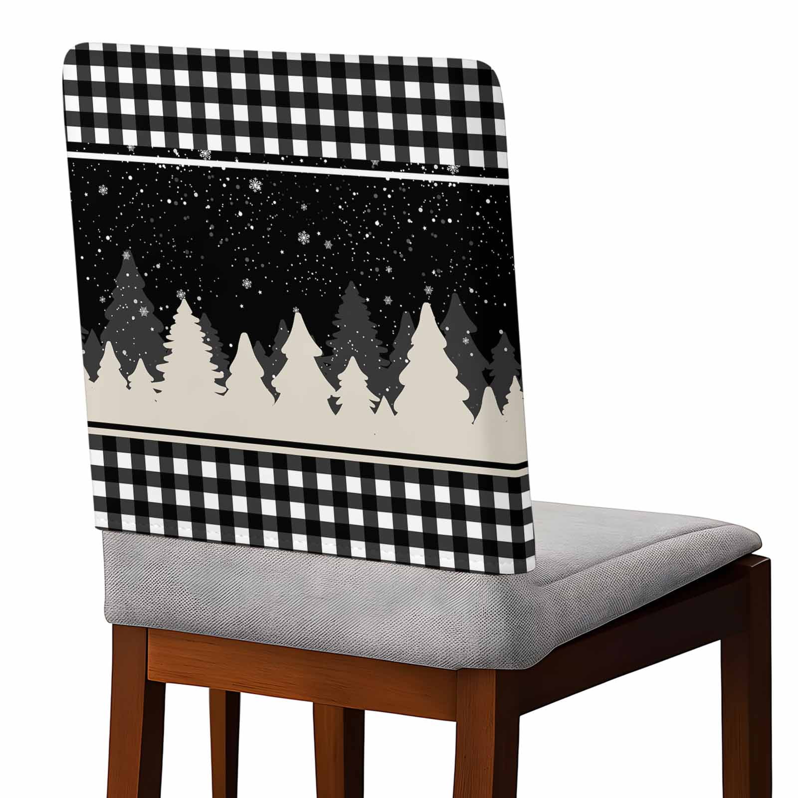 Christmas Tree Snowflakes Chair Covers Set of 4 Xmas Winter Chair Back ...