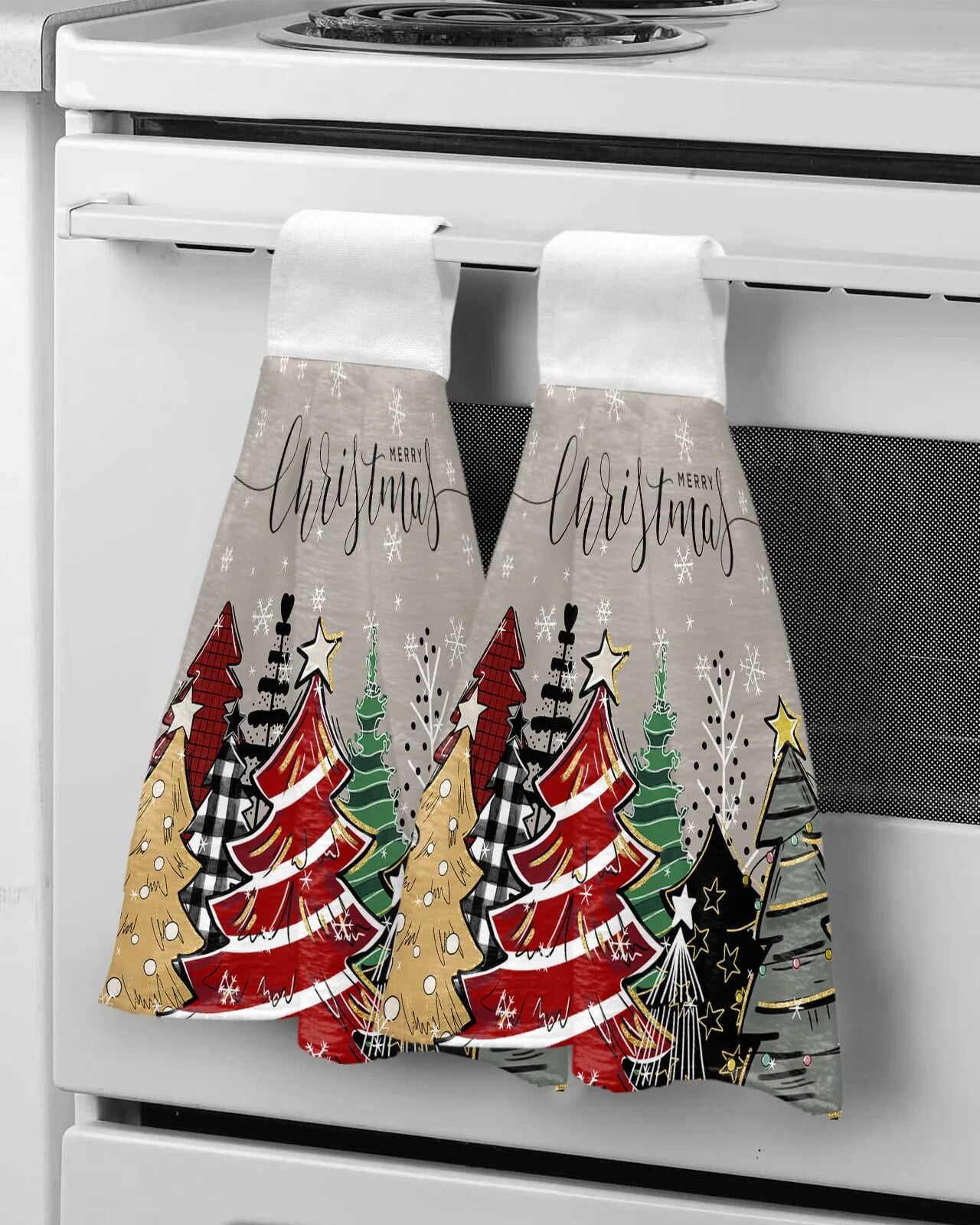 Christmas Tree Snowflakes Hand Towels Bathroom Hanging Cloth Microfiber ...
