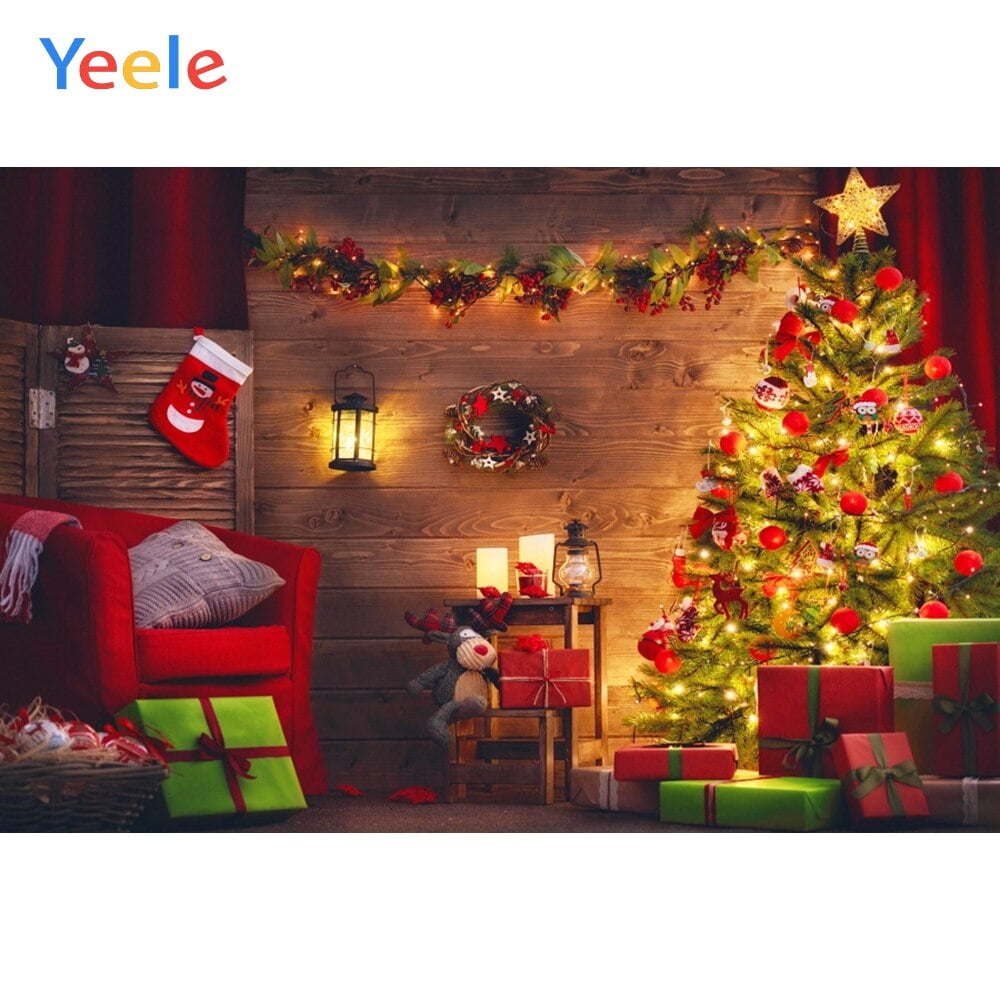 Christmas Tree Sock Wooden Floor Shelf Chair Home Decor Backdrop ...