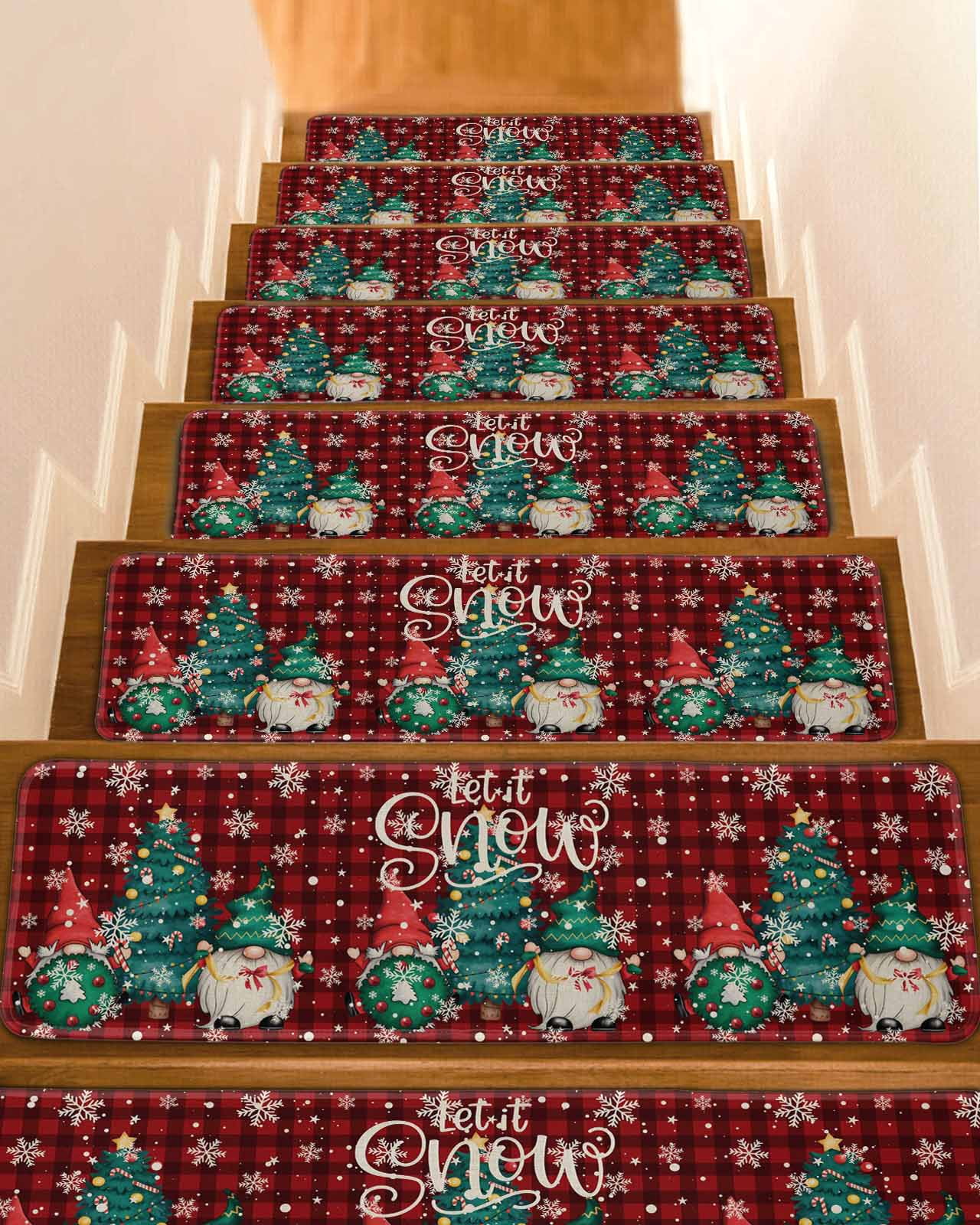 Christmas Tree Stair Treads for Wooden Steps Indoor Runner Rug Carpet ...