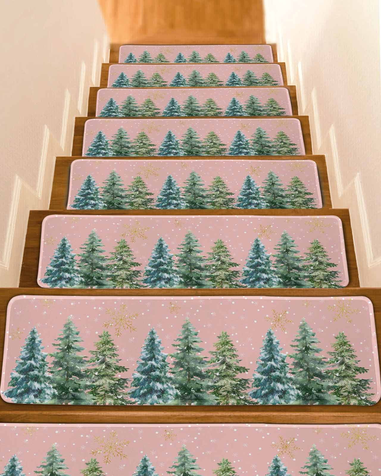 Christmas Tree Stair Treads for Wooden Steps Indoor Runner Rug Carpet ...