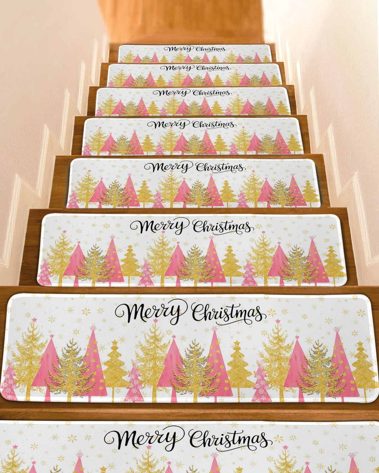 Christmas Tree Stair Treads for Wooden Steps Indoor Runner Rug Carpet ...