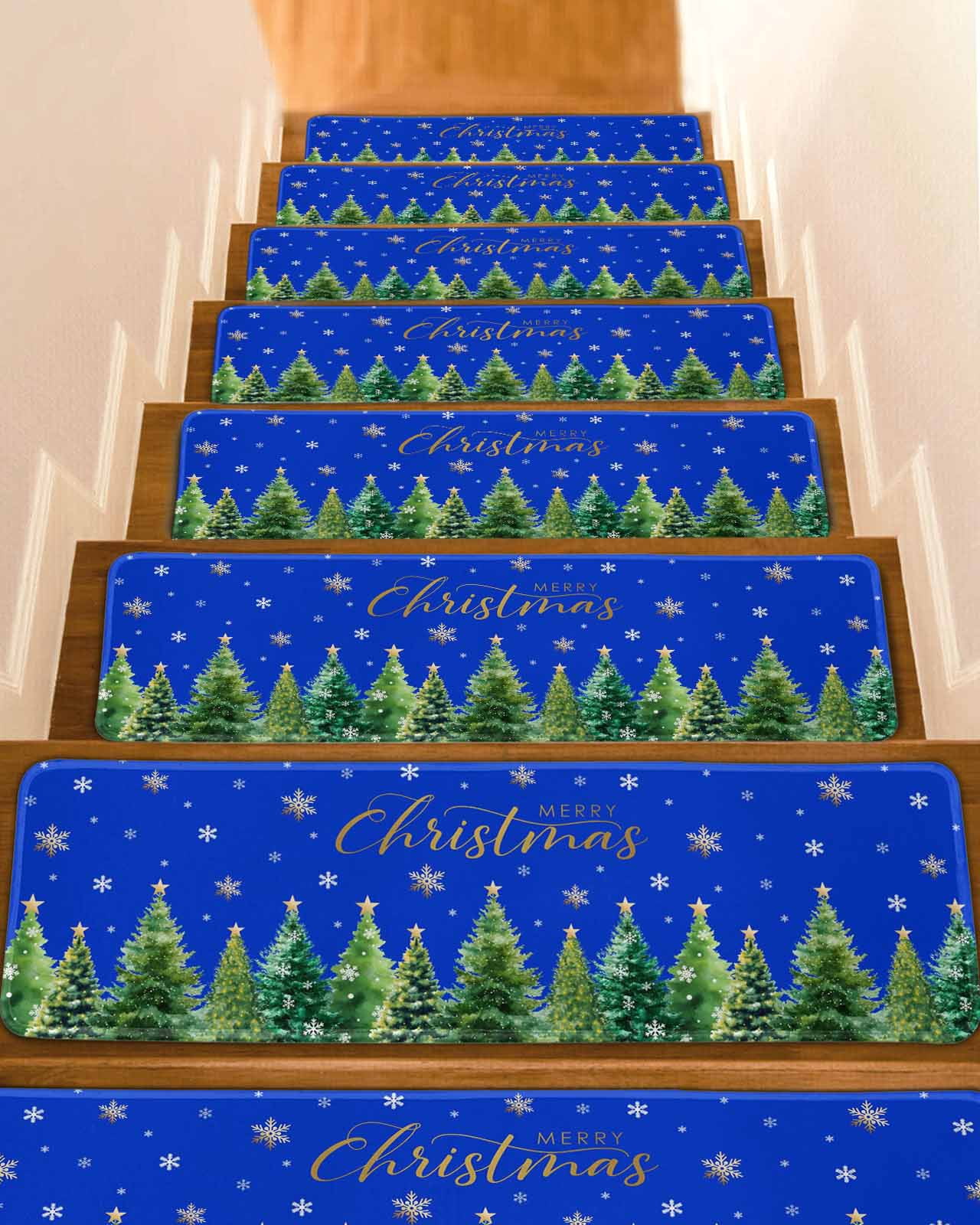Christmas Tree Stair Treads for Wooden Steps Indoor Runner Rug Carpet ...