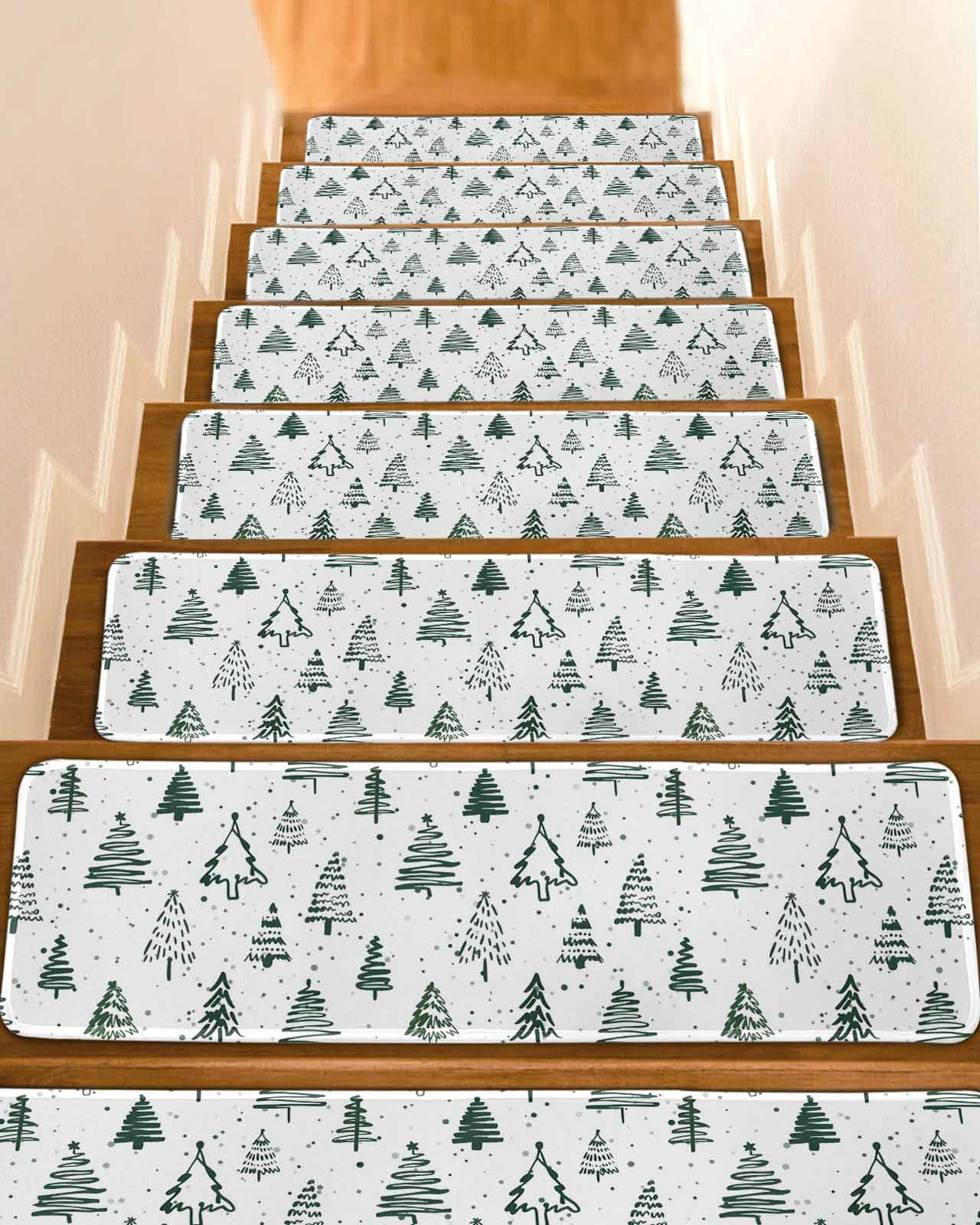 Christmas Tree Stair Treads for Wooden Steps Indoor Runner Rug Carpet ...