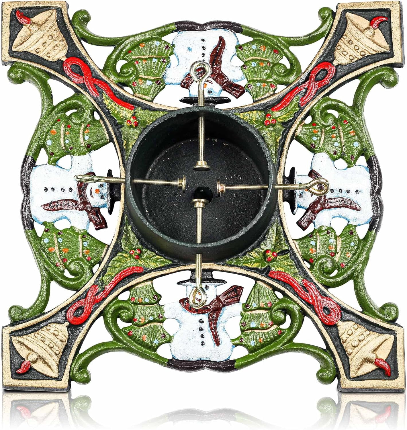 Christmas Tree Stand Cast Iron - 24 lb with 20x20 inch Size for Up to 14' Tree - Snow Man Deco ...