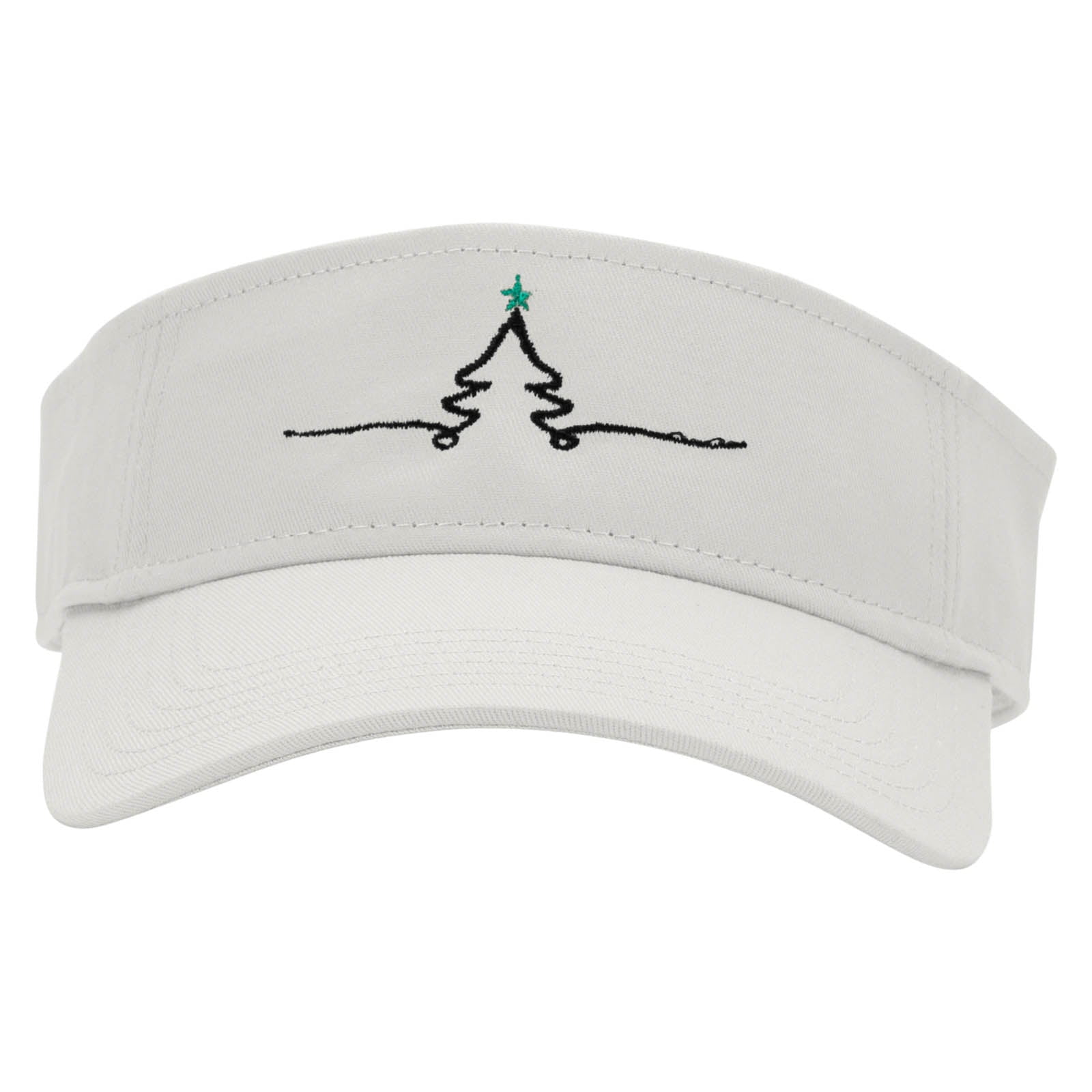 Christmas Tree Star Embroidered Cotton Twill Sun Visor - White OSFM ...