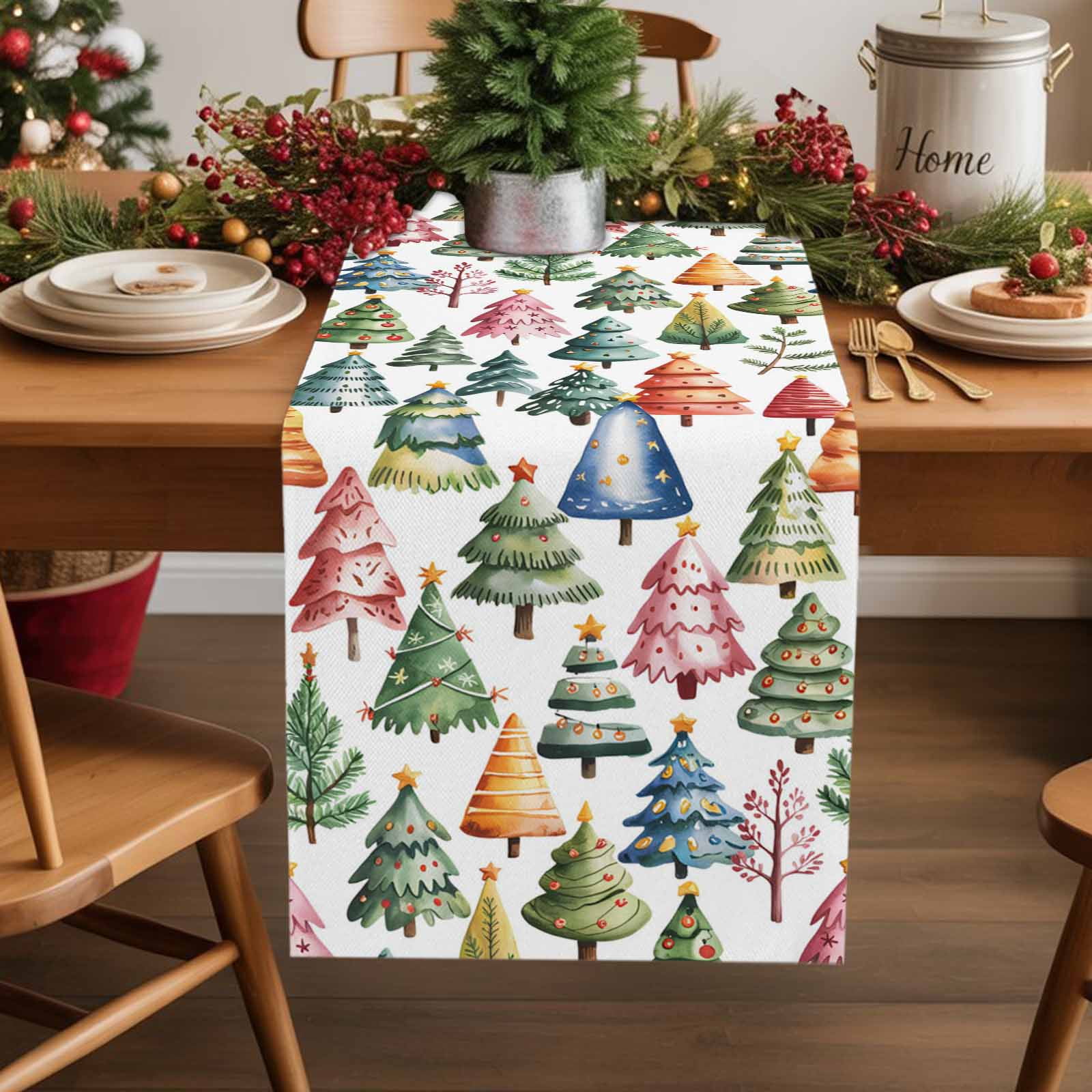 Christmas Tree Star Green Xmas Trees Table Runner 16x72in Non-Slip ...